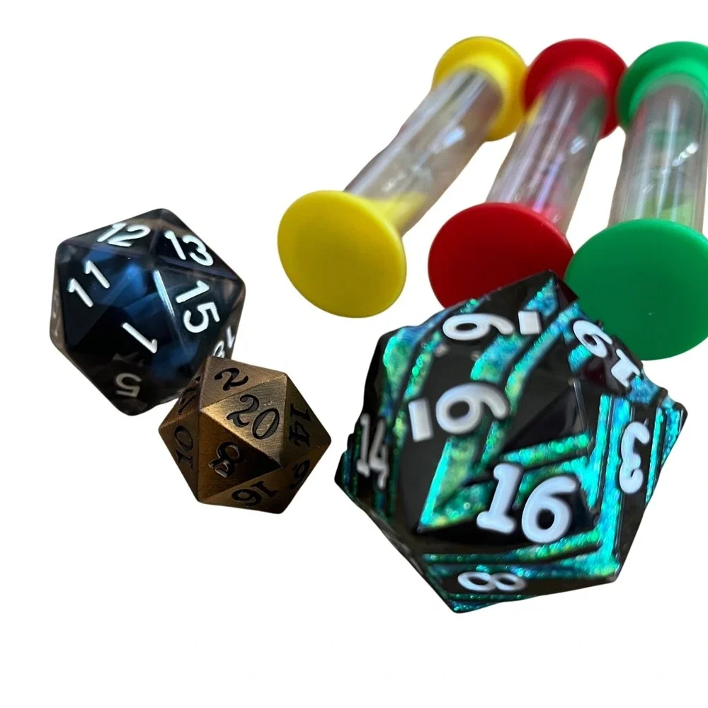 Games | Set Of 3 Mini Hourglasses 3 5 1 Minute Timers With Dd Dice ...